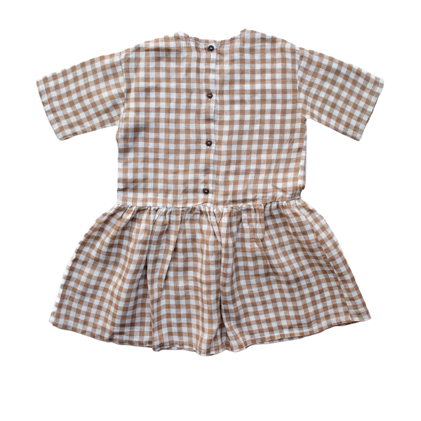 The Lily Dress Bronze Gingham - Doe + Fawn