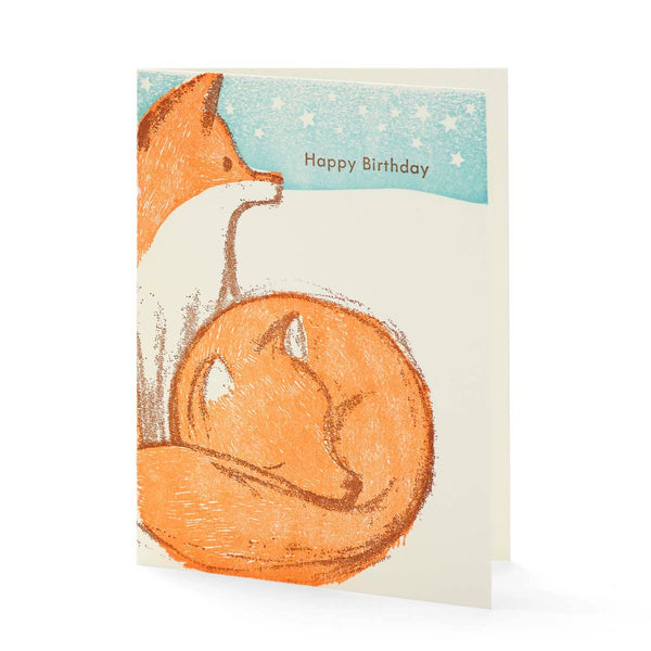 Foxes Happy Birthday Card - Doe + Fawn