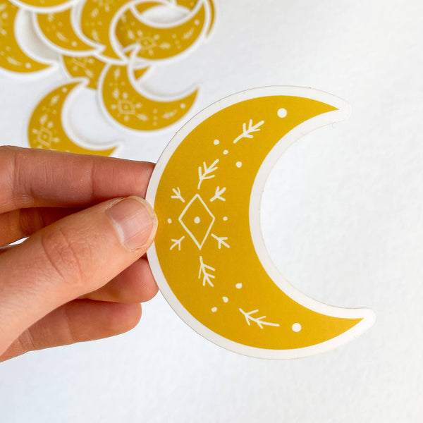 Golden Solstice Moon Sticker - Doe + Fawn